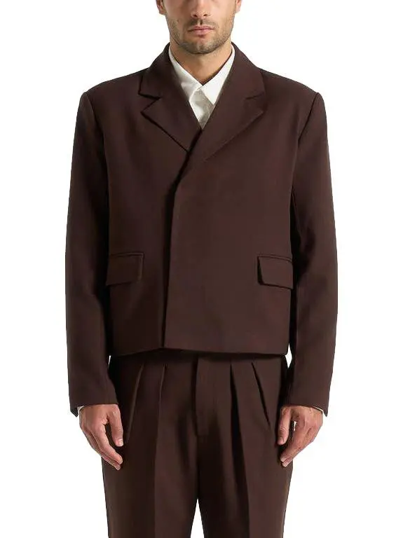 Manière De Voir Hector Double-breasted Tailored Cropped Blazer - Brown