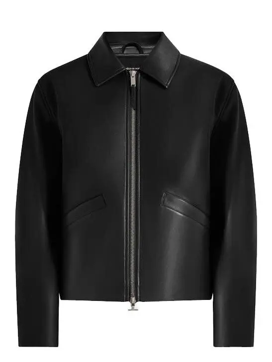 Manière De Voir Yves Minimal Vegan Leather Jacket - Black
