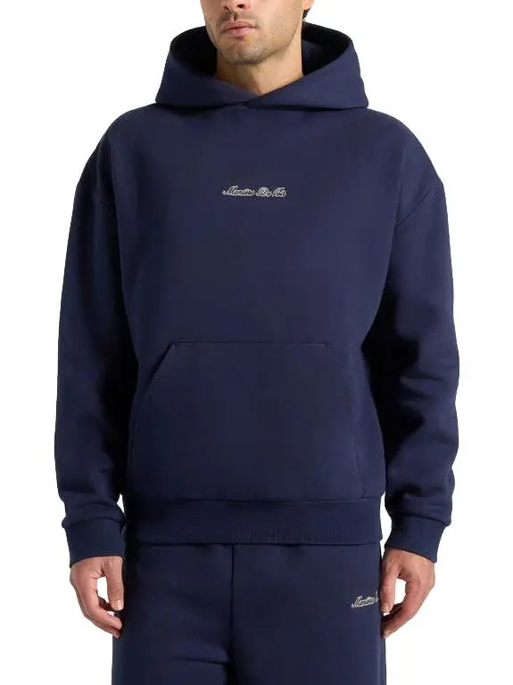 Manière De Voir Signature Relaxed-fit Hoodie - Navy