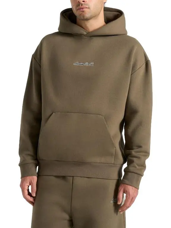 Manière De Voir Signature Relaxed-fit Hoodie - Olive