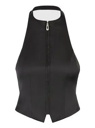 Manière De Voir Claudette Satin Halterneck Top - Black