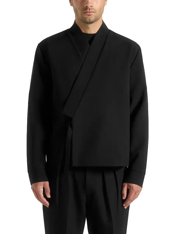 Manière De Voir Textured Wrap Jacket - Black