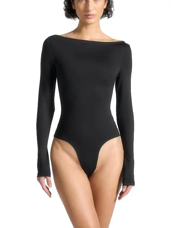 Manière De Voir Ternelle Long Sleeve Bodysuit - Black