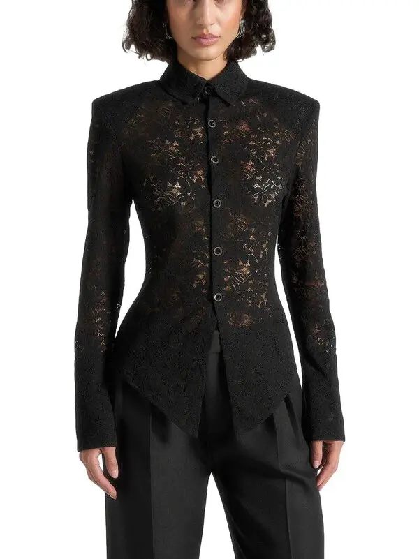 Manière De Voir Lace Angled Shirt - Black