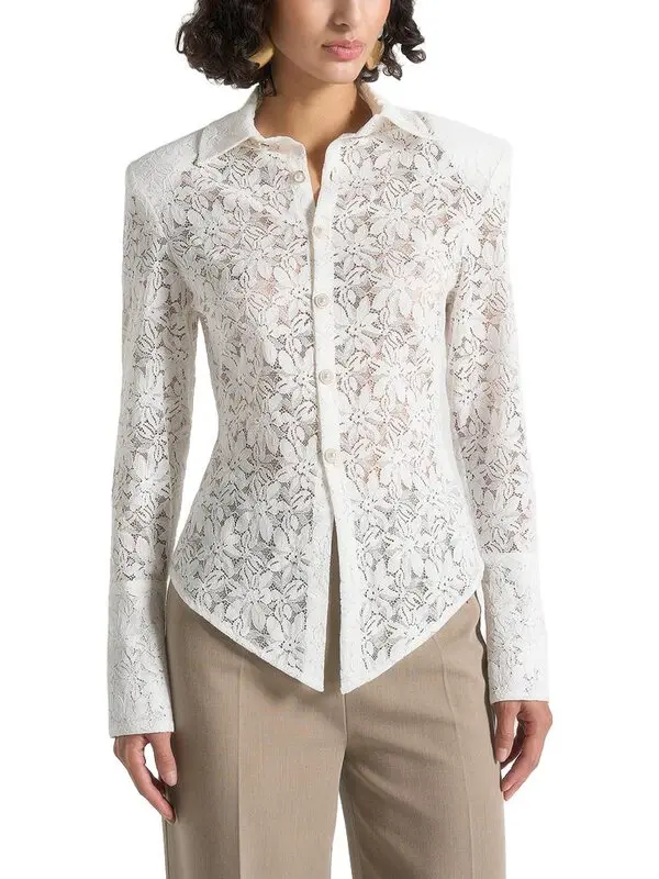 Manière De Voir Lace Angled Shirt - White