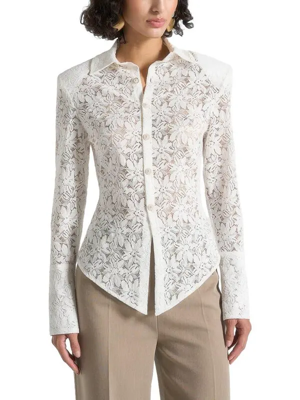 Manière De Voir Lace Angled Shirt - White
