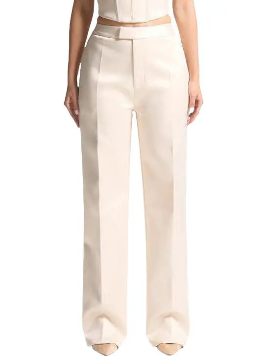 Manière De Voir Satin Tailored Trousers - Champagne