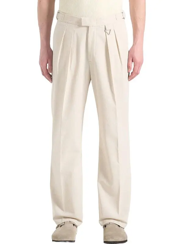 Manière De Voir Relaxed Fit Pleated Linen Trousers - Natural