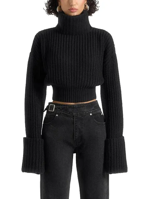 Manière De Voir Amaya Roll Neck Knit Jumper - Black
