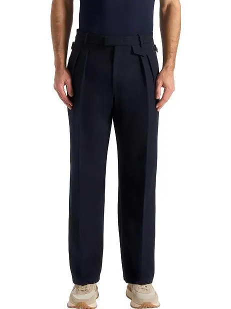 Manière De Voir Relaxed Fit Pleated Tailored Trousers - Navy
