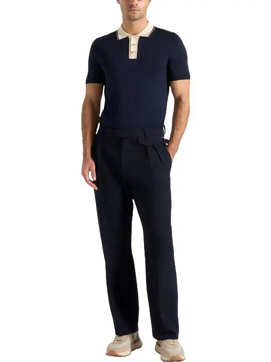 Manière De Voir Relaxed Fit Pleated Tailored Trousers - Navy