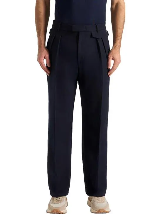 Manière De Voir Relaxed Fit Pleated Tailored Trousers - Navy