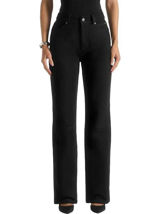 Manière De Voir Kalie Suede Boyfriend Jeans - Black