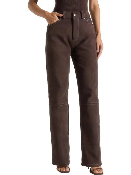 Manière De Voir Kalie Suede Boyfriend Jeans - Brown