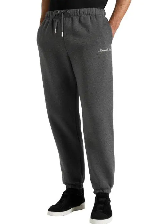 Manière De Voir Signature Regular Fit Cuffed Sweatpants - Charcoal Grey