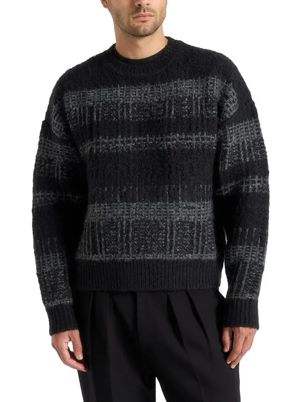 Manière De Voir Ayden Check Wool Knit Jumper - Black/grey