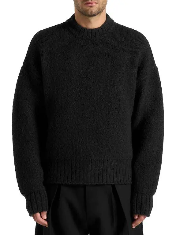 Manière De Voir Brushed Wool Knit Jumper - Black