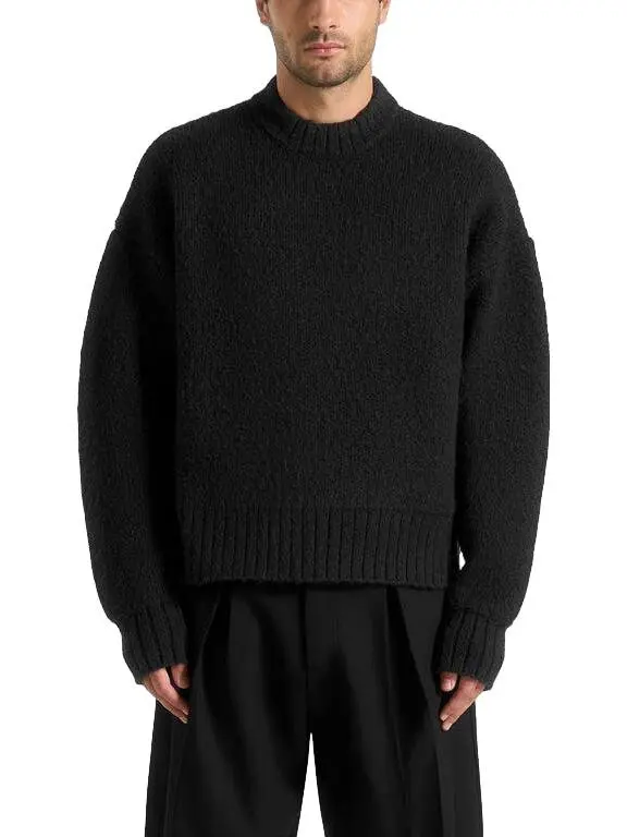 Manière De Voir Brushed Wool Knit Jumper - Black