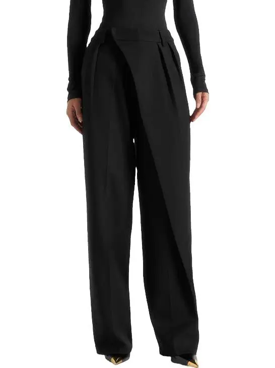 Manière De Voir Colette Tailored Wrap Pleat Trousers - Black