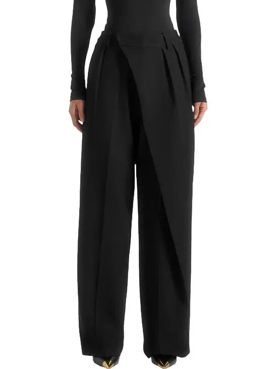 Manière De Voir Colette Tailored Wrap Pleat Trousers - Black
