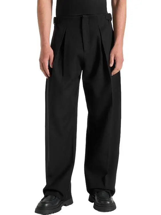 Manière De Voir Box Pleat Wide Leg Trousers - Black
