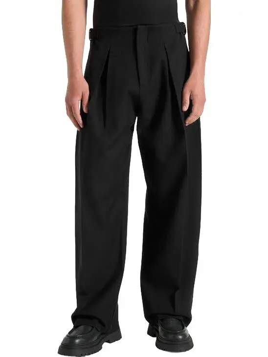 Manière De Voir Box Pleat Wide Leg Trousers - Black