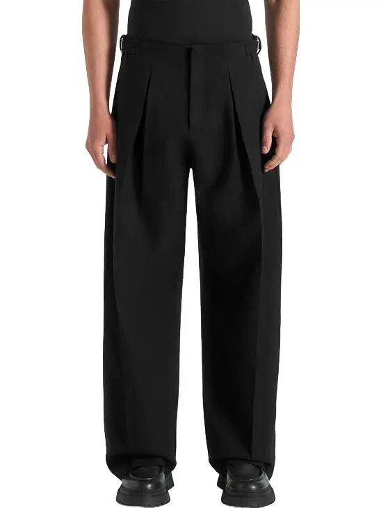 Manière De Voir Box Pleat Wide Leg Trousers - Black