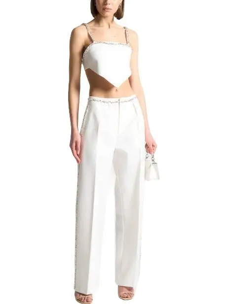 Manière De Voir Tailored Trousers With Embellishments - White