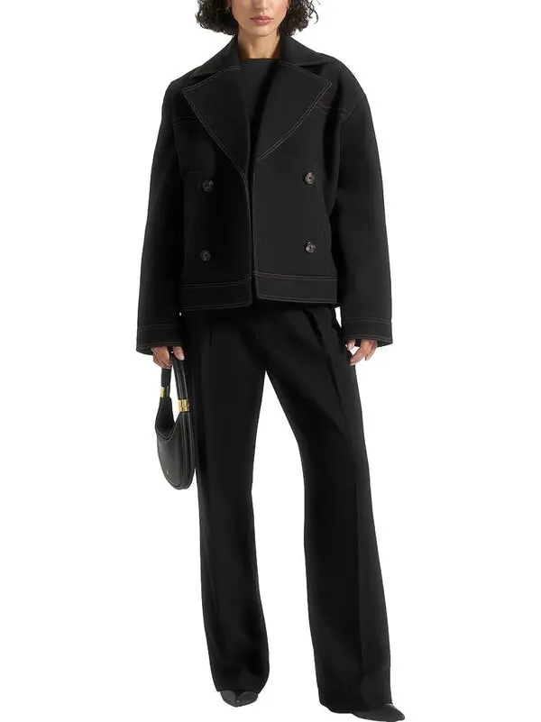 Manière De Voir Mika Tailored Jacket With Contrast Stitch - Black