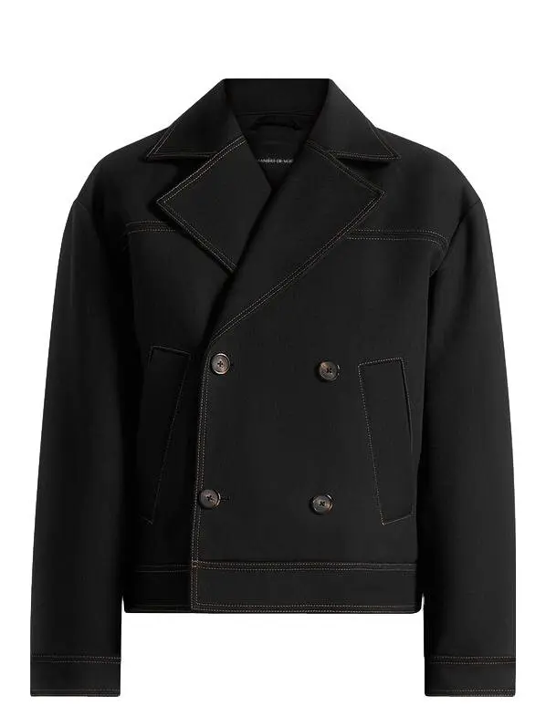 Manière De Voir Mika Tailored Jacket With Contrast Stitch - Black