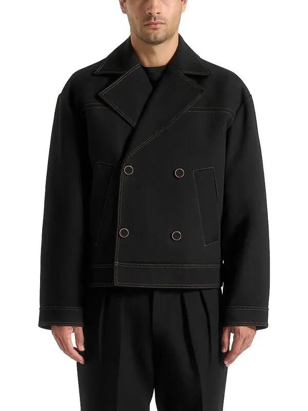 Manière De Voir Mika Tailored Jacket With Contrast Stitch - Black