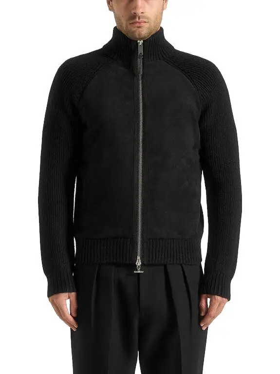 Manière De Voir Rami Suede & Knit Jacket - Black