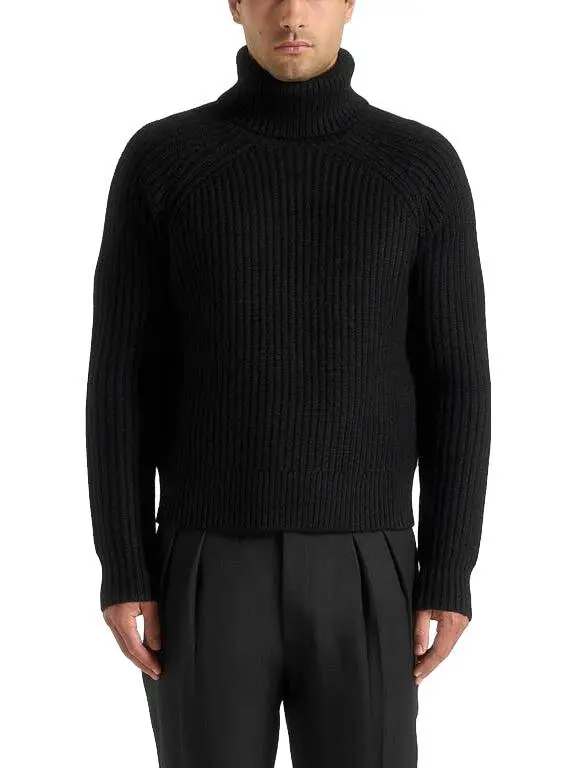 Manière De Voir Rudy Roll Neck Chunky Knit Jumper - Black