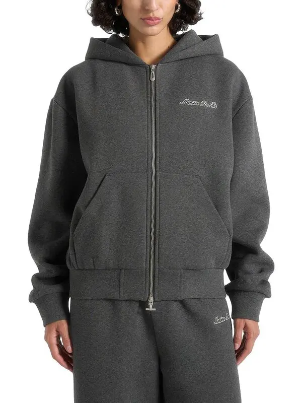 Manière De Voir Relaxed Fit Zip Hoodie - Charcoal Grey