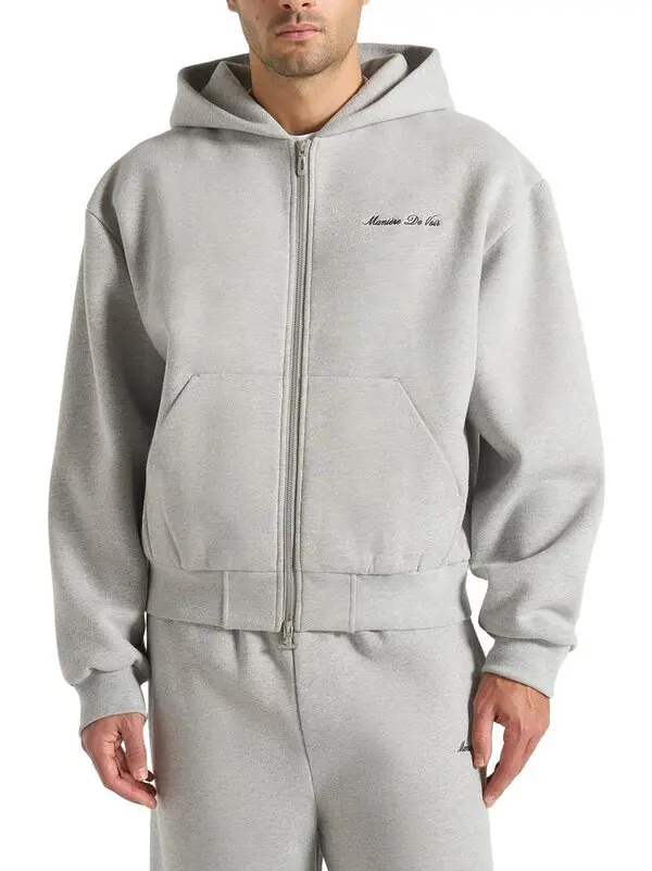 Manière De Voir Relaxed Fit Zip Hoodie - Marl Grey