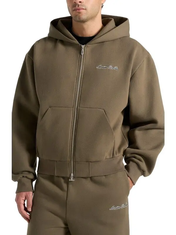 Manière De Voir Relaxed Fit Zip Hoodie - Olive