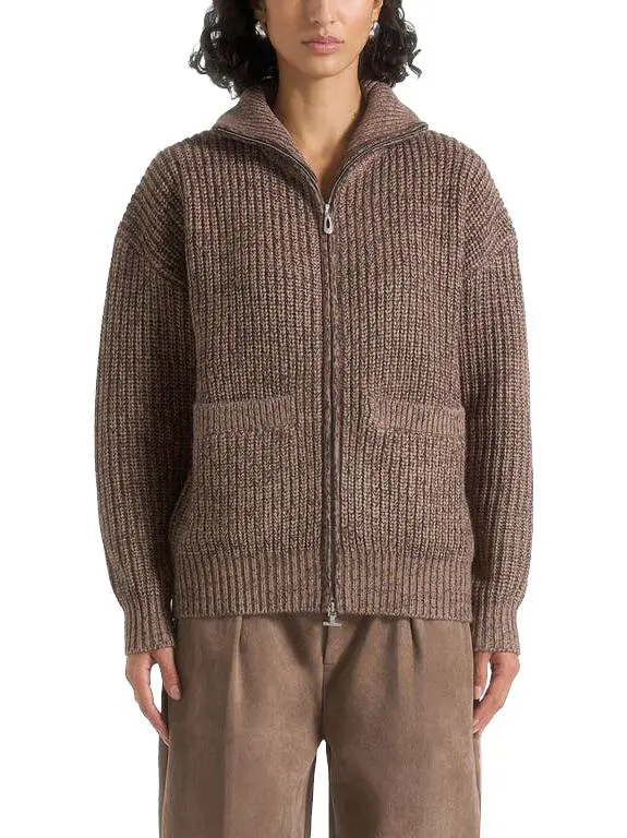 Manière De Voir Speckled Wool Zip Jacket - Taupe