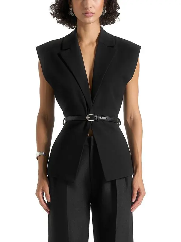 Manière De Voir Tailored Cinched Waistcoat - Black