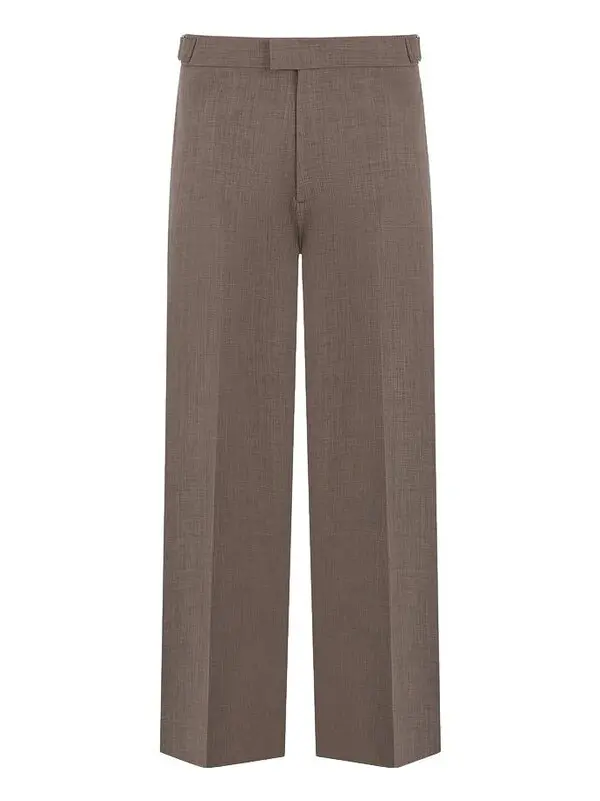 Manière De Voir Regular Fit Hatched Tailored Trousers - Light Brown
