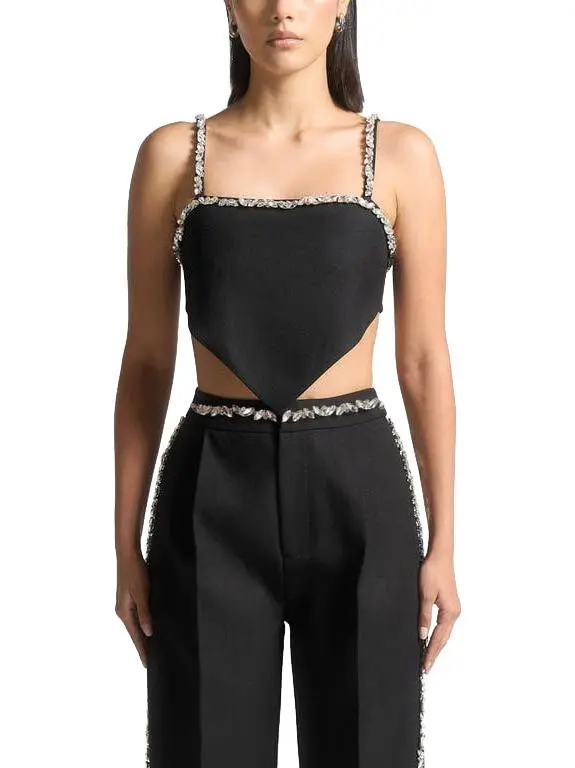 Manière De Voir Eloise Embellished Handkerchief Top - Black