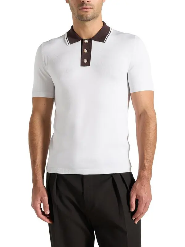 Manière De Voir Roux Contrast Detail Luxe Knit Polo Shirt - White