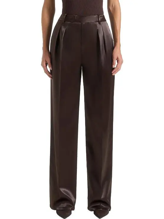 Manière De Voir Satin Twin Pleat Trousers - Brown