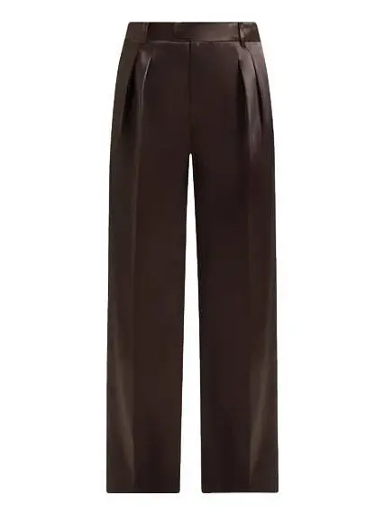 Manière De Voir Satin Twin Pleat Trousers - Brown