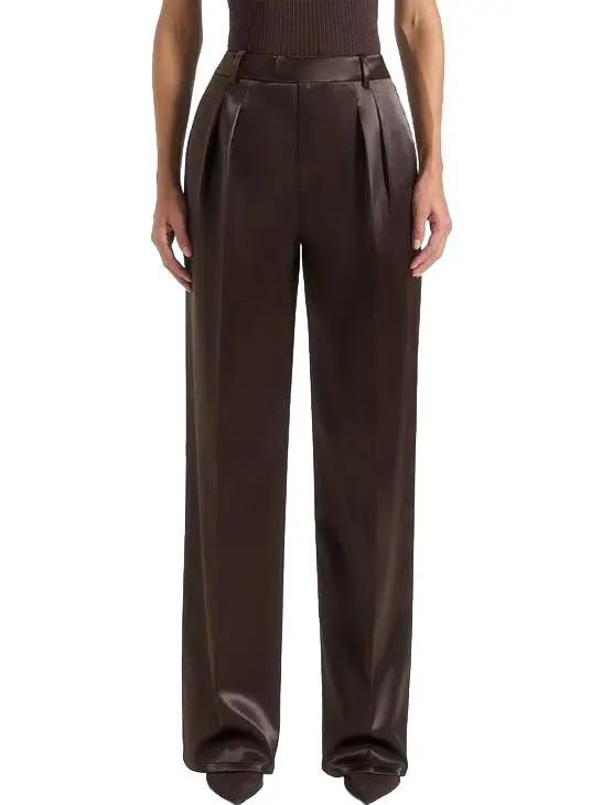 Manière De Voir Satin Twin Pleat Trousers - Brown