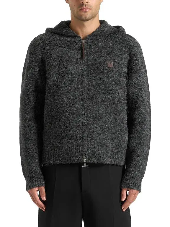 Manière De Voir Billie Brushed Wool Zip Hoodie - Grey
