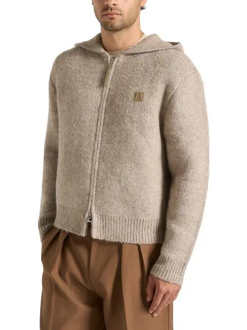 Manière De Voir Billie Brushed Wool Zip Hoodie - Taupe