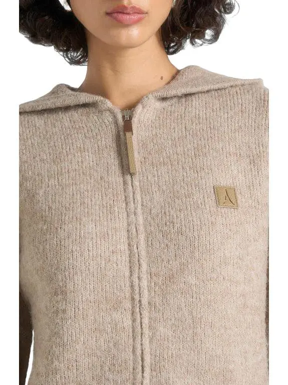 Manière De Voir Billie Brushed Wool Zip Hoodie - Taupe