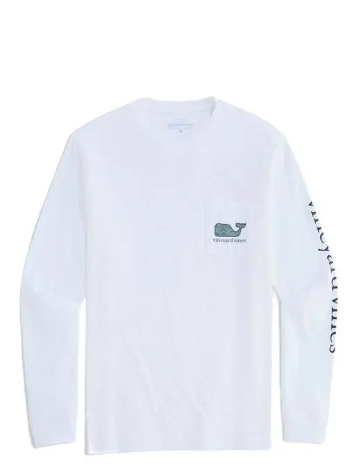 Vineyard Vines Camo Whale Fill Long Sleeve Pocket Graphic T-shirt - White Cap