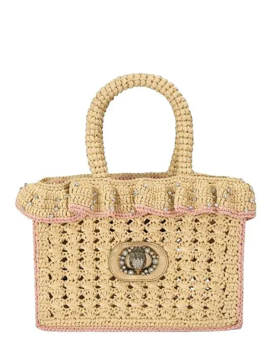 Kurt Geiger Ruffle Woven Tote - Beige Oth
