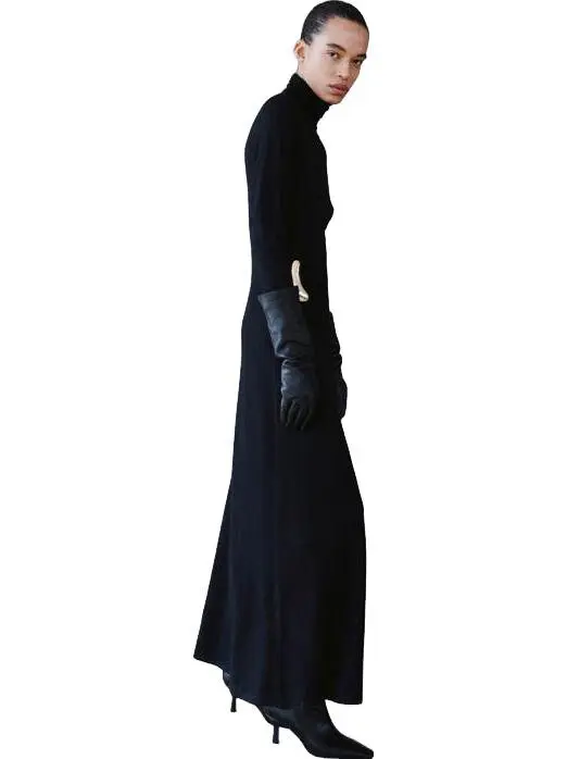 Mango Turtleneck Long Sleeve Knit Dress - Black